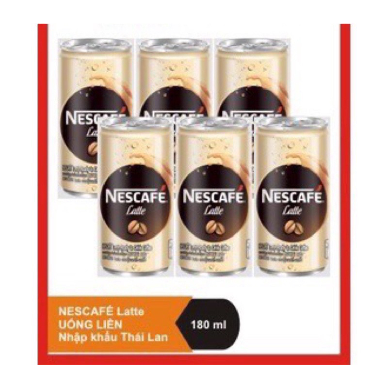 combo 6 lon Cà phê uống liền Nescafe Latte lon 180 ml- có ship hỏa tốc ...
