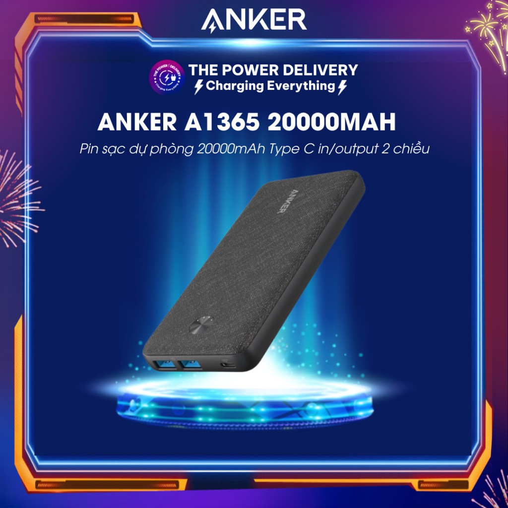 Pin sạc dự phòng Anker A1365 PowerCore III SENSE 20K 20000mAh công suất 20W PD/IQ Type C in ...