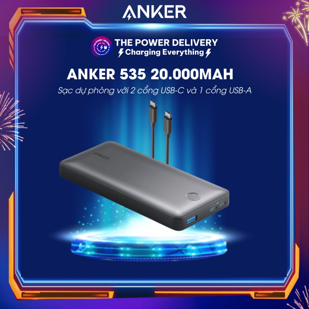 Pin sạc dự phòng Anker 535 20.000mAh 30w 3 Cổng 2C1A - A1366 | Shopee ...