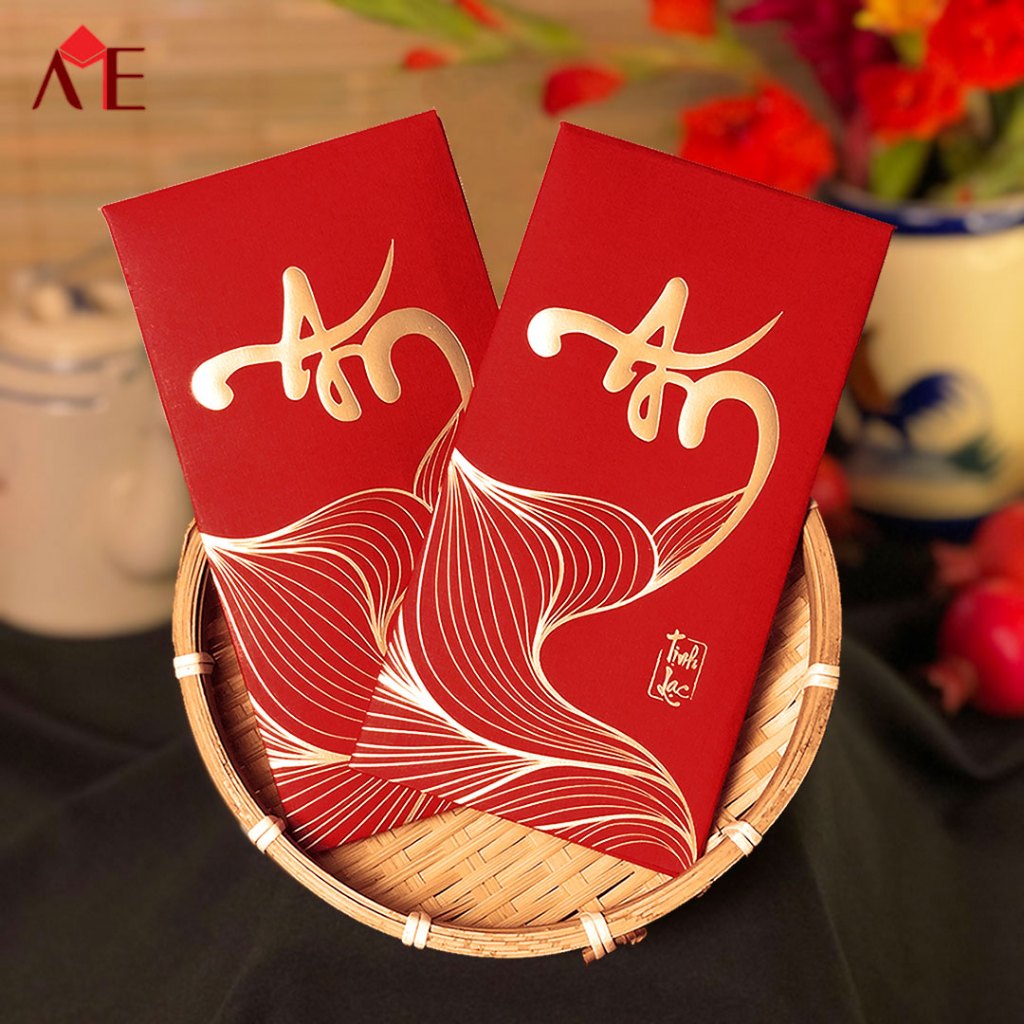Bao lì xì 2025 chữ An - Tịnh Lạc màu đỏ, chất liệu giấy mỹ thuật có vân ...