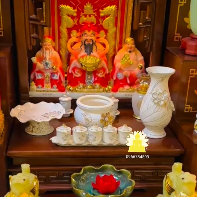 BỘ THỜ CÚNG LƯ HƯƠNG BÁT NHANG BÌNH HOA ĐĨA TRÁI CÂY BỘ ÁNG CHUNG LY ...