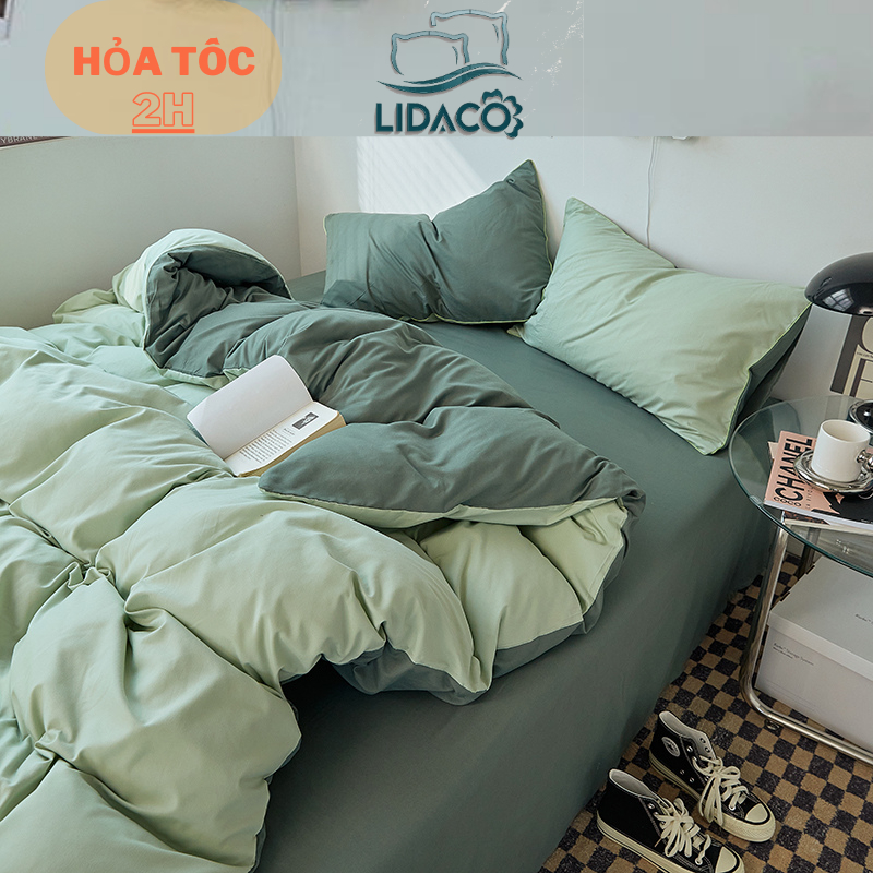 Bộ vỏ chăn ga gối cotton tici LIDACO notag - Cốm ga mint | Shopee Việt Nam