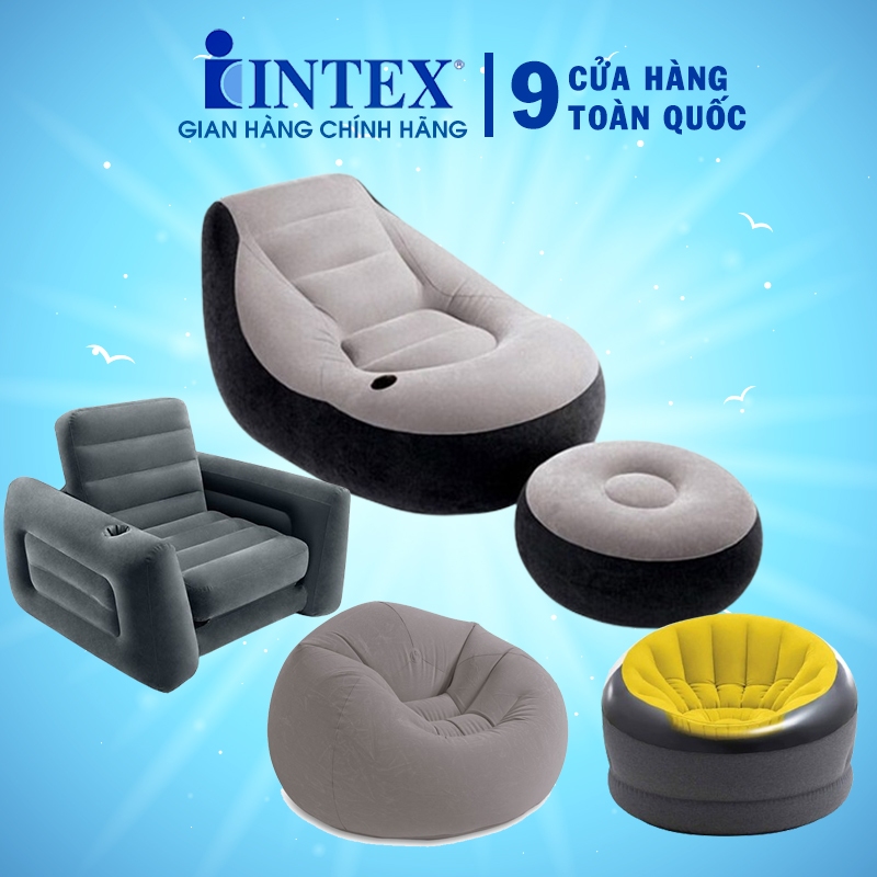 Ghế Hơi Tựa Lưng Intex 68564, bảo hành 12 tháng, phủ nhung cao cấp ...