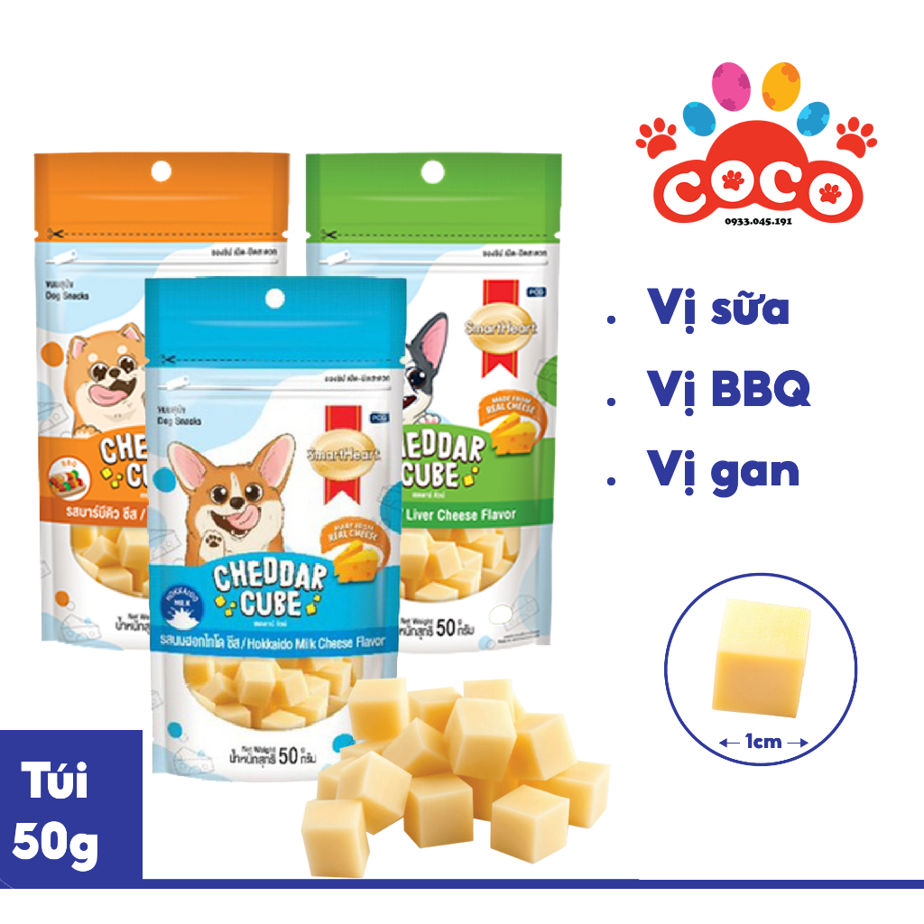 Bánh Thưởng Cho Chó Bánh Phô Mai Viên Smartheart Cheddar Cube Gói 50G ...