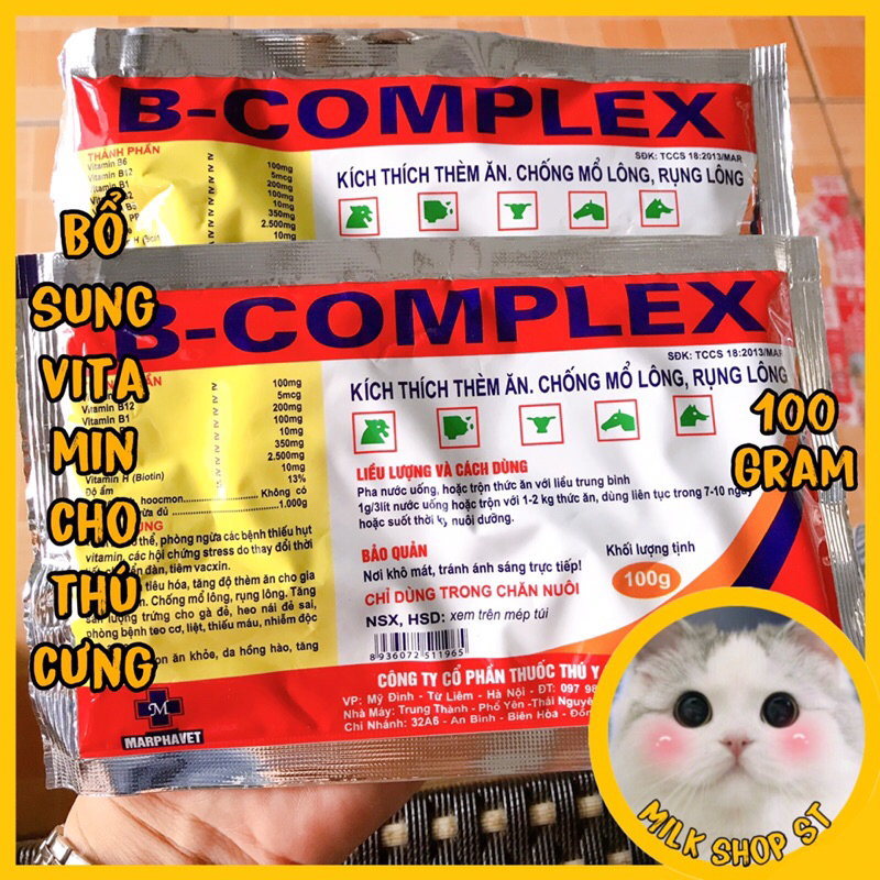 Bcomplex bổ sung vitamin cho thú cưng gói 100gram | Shopee Việt Nam