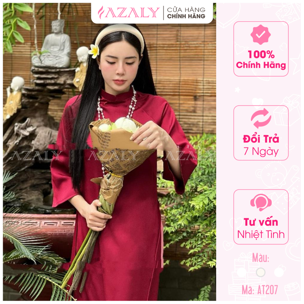 Áo dài cách tân cổ sen tay lỡ AZALY dáng suông - AT207 | Shopee Việt Nam