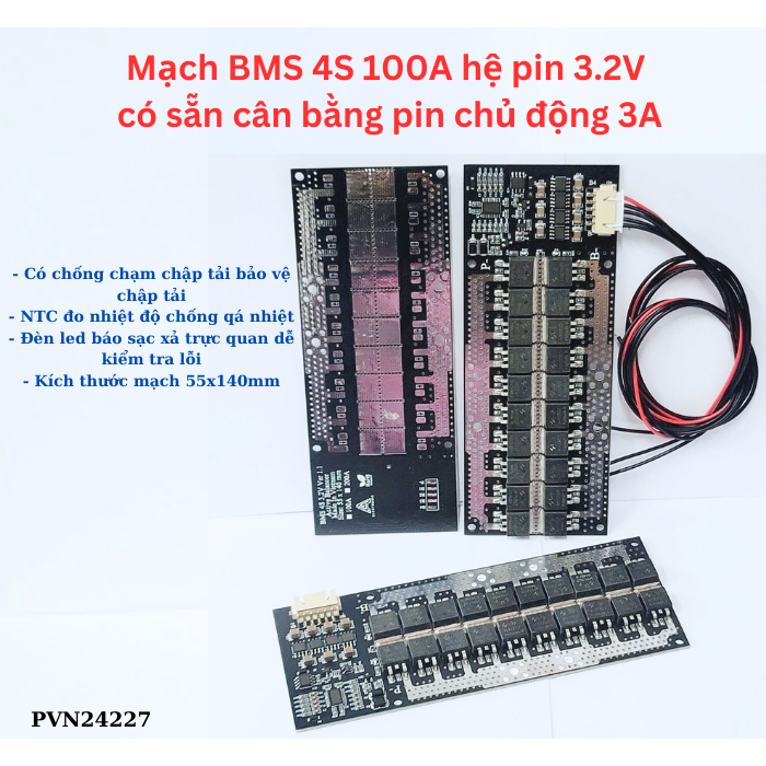 Mạch BMS 4S 120A 250A 3.2V có sẵn cân bằng chủ động 3A, bảo vệ chập tải ...