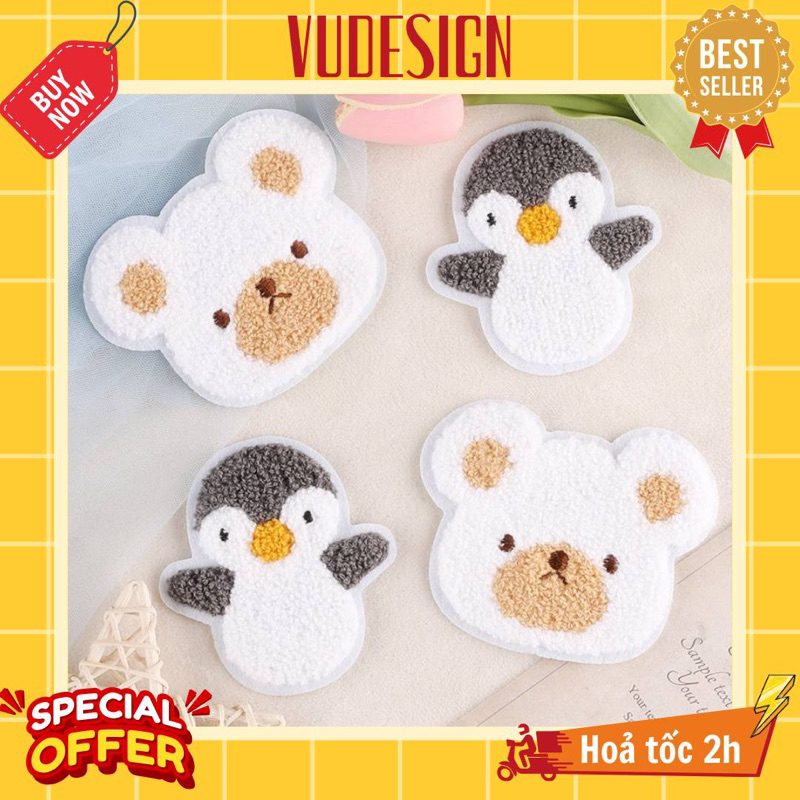 [Không Keo] Sticker Dán Vải, Sticker Thêu Quần Áo, Balo Hình Gấu Trắng ...