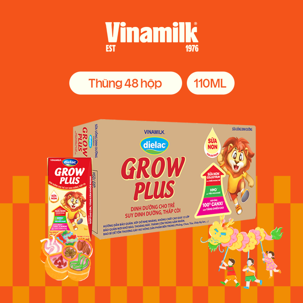 Thùng 48 hộp Sữa Non Vinamilk Dielac Grow Plus (Sữa Uống Dinh Dưỡng) 110ml | Shopee Việt Nam
