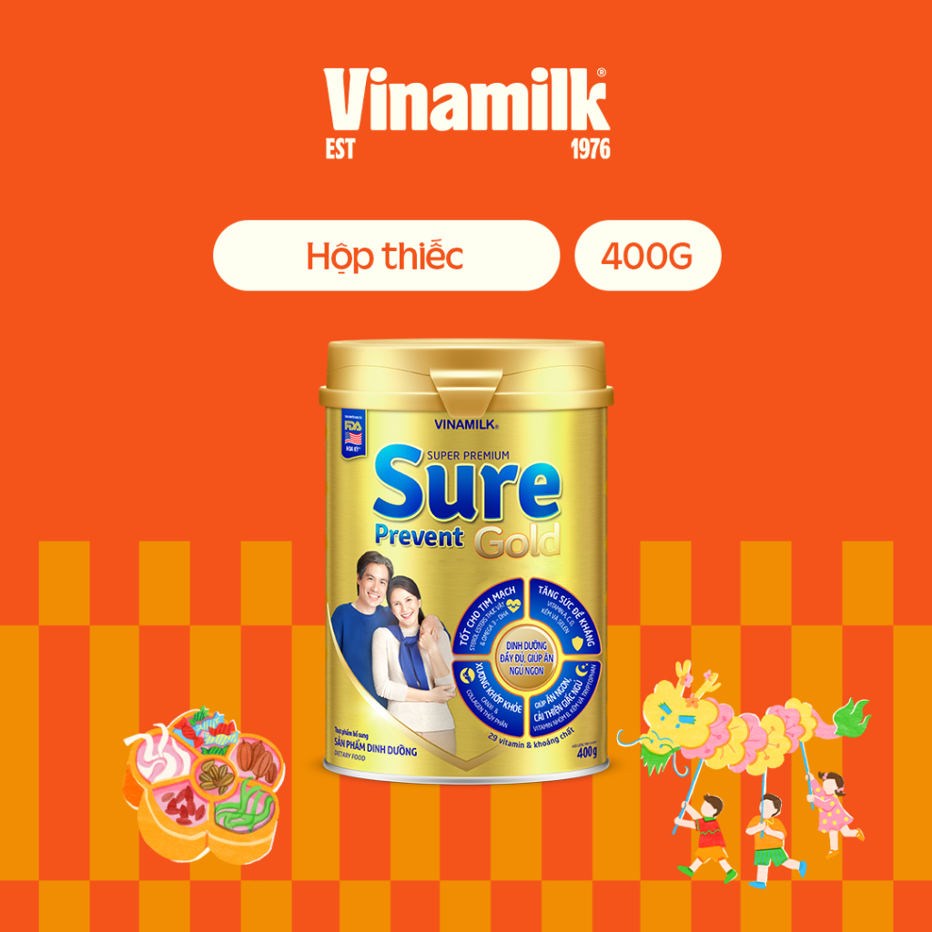 Hộp Sữa bột cho người lớn tuổi Vinamilk Sure Prevent Gold Hộp thiếc ...