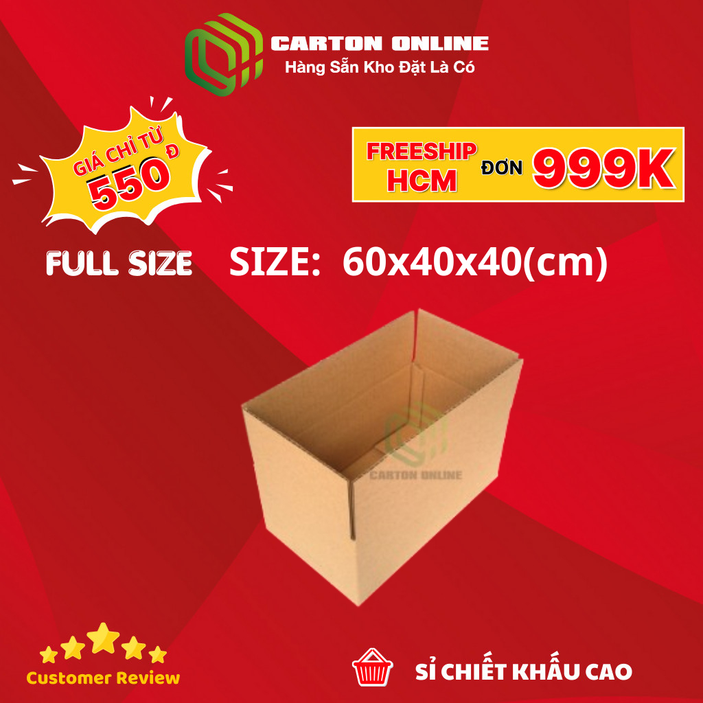 combo 6 Thùng Carton 60x40x40 - Hộp Carton Giá Rẻ (5 Lớp) Tiện Lợi, Giá ...