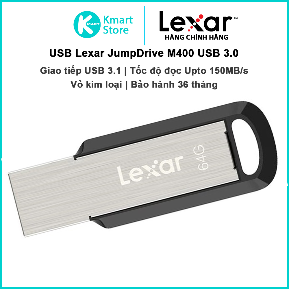USB 3.0 Lexar JumpDrive M400 | Tốc độ đọc Upto 150MB/s | Vỏ kim loại | Chuẩn giao tiếp USB 3.0 ...