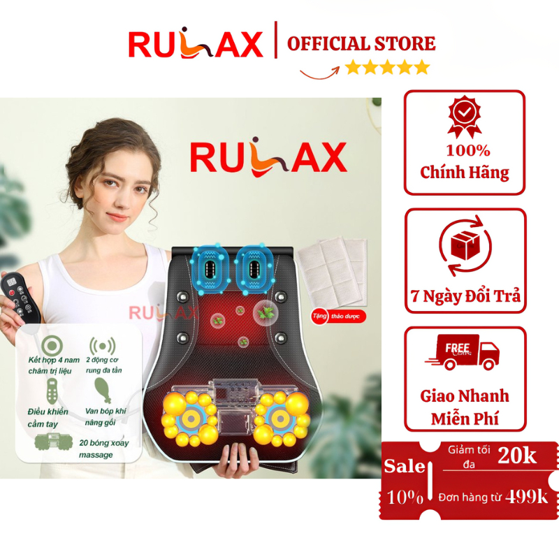 Gối Massage Hồng Ngoại Cổ Vai Gáy Cao Cấp RULAX 01, RULAX 19+ Matxa Tựa ...