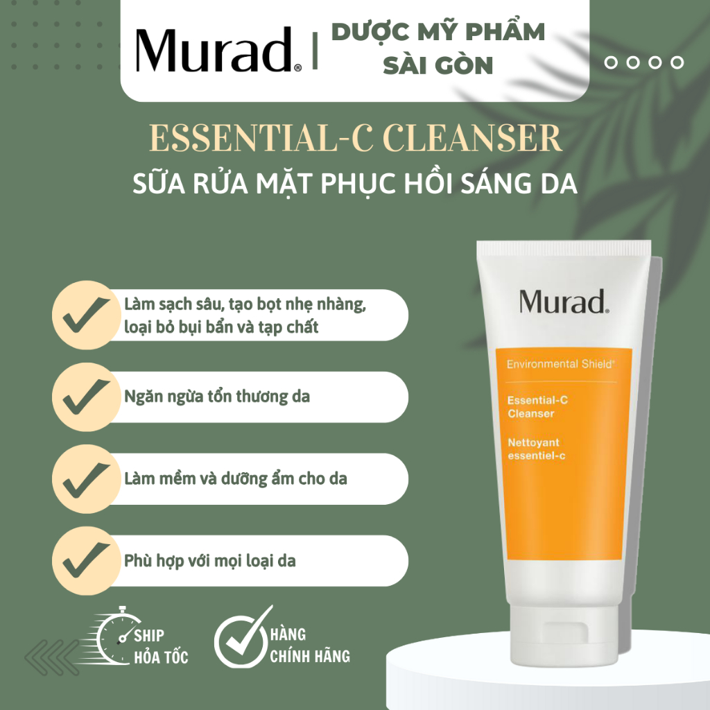 Sữa Rửa Mặt Phục Hồi Sáng Da Murad Essential-C Cleanser 200ml | Shopee ...