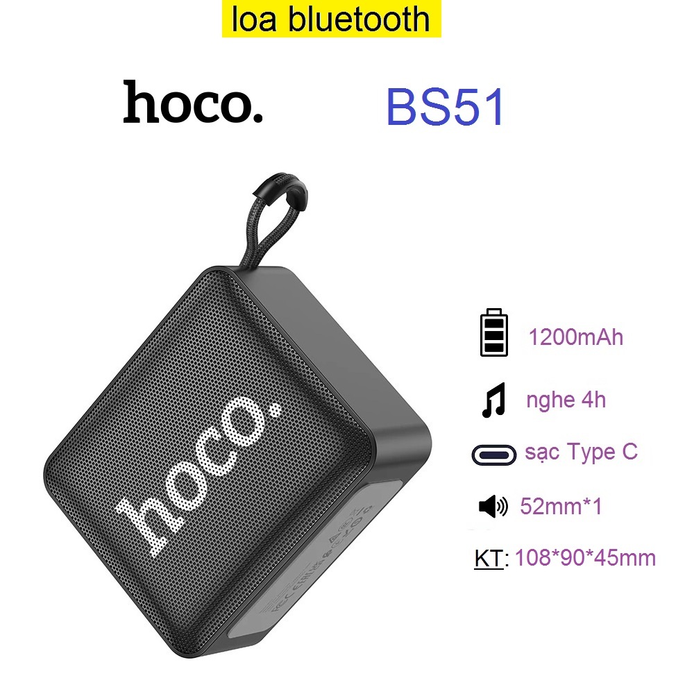 Loa bluetooth Hoco BS51 loa di động nhỏ gọn kết nối với điện thoại laptop chân sạc Type C ...