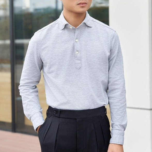 Áo Polo Shirt Dài Tay Màu Xám Nhạt Cổ Widespread KILEE 2023 | Shopee ...