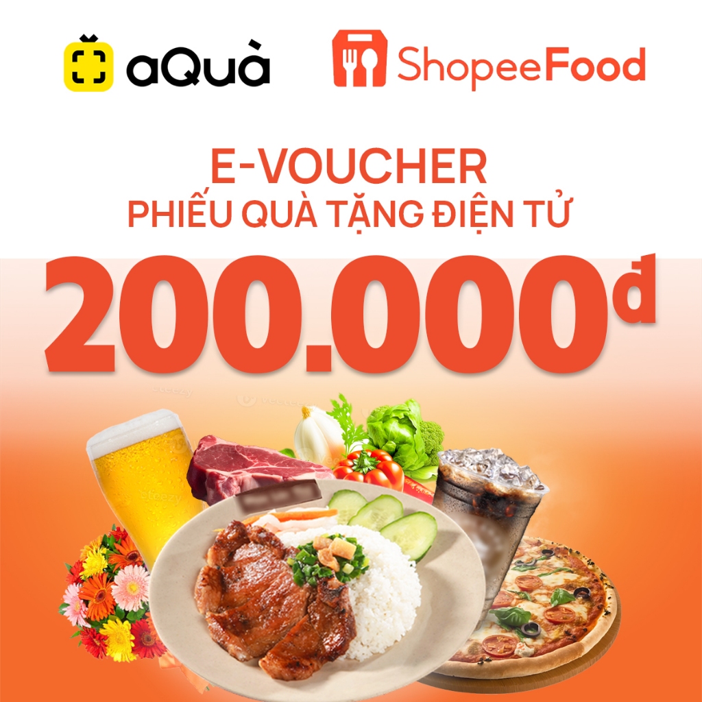 [Evoucher | Aqua] Phiếu quà tặng ShopeeFood 200K - Sử dụng được cho toàn bộ dịch vụ trên sàn ...