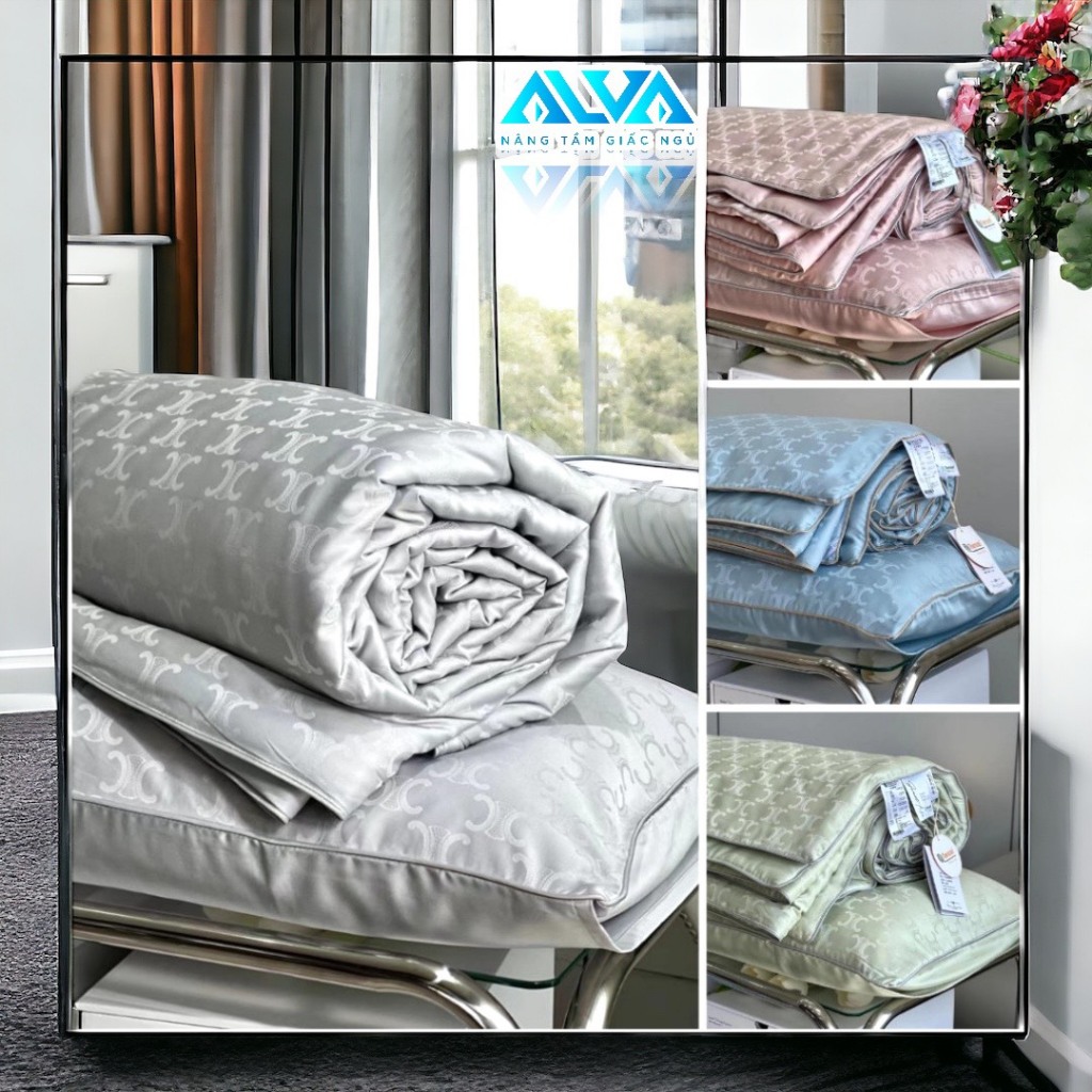 CHĂN TENCEL 80s Alva (2x2,3m, 2kg) mền lụa TENCEL gấm vân chìm 4 mùa ...