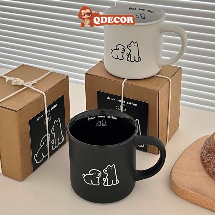 Cốc Ly Sứ Quà Tặng Drink More Water, Cốc Đôi Họa Tiết Chó Cute Kèm Hộp ...