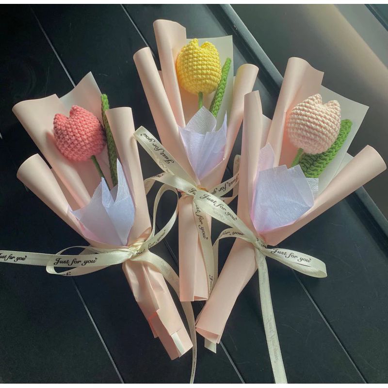 [Sẵn ] Hoa tulip len handmade [có giấy gói] | Shopee Việt Nam