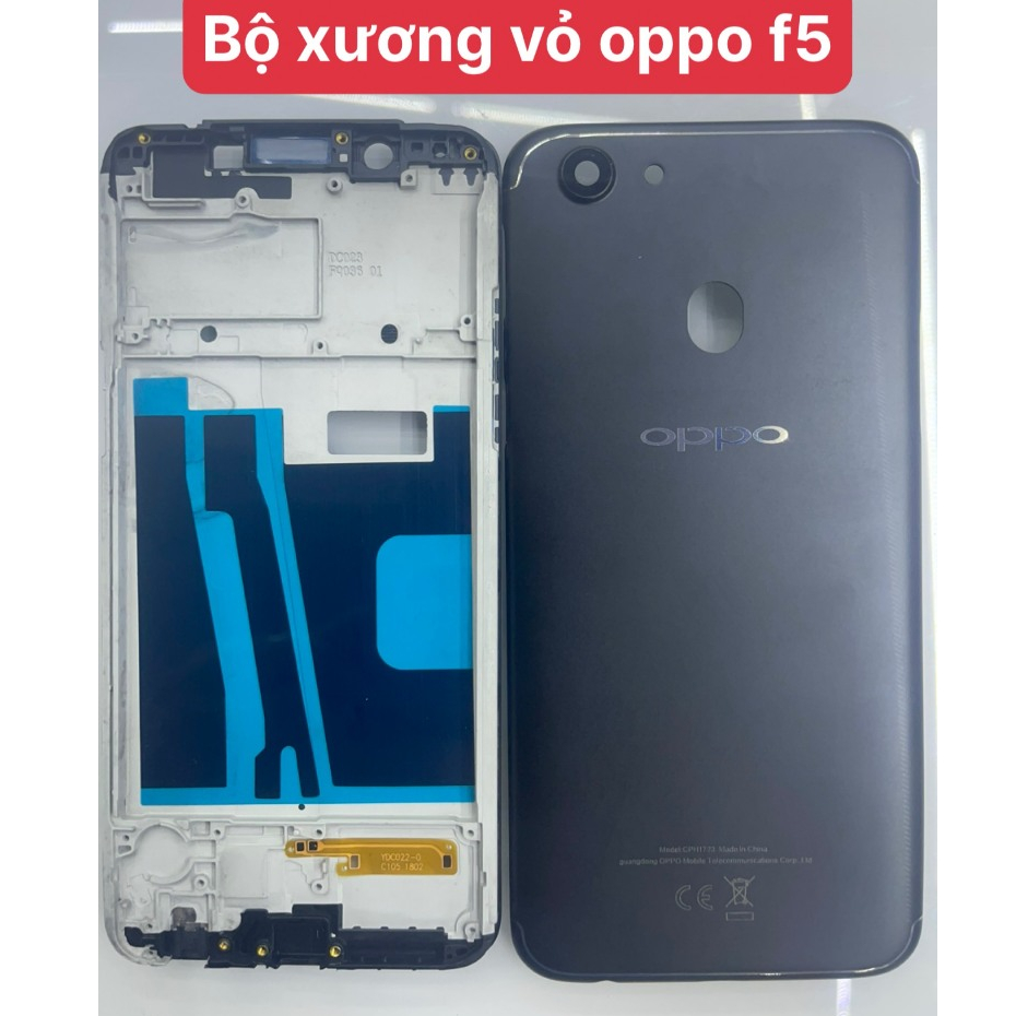 bộ xương+ vỏ+khay sim+phím lắp sẵn+kính camera oppo F5-ráp máy chuẩn ...