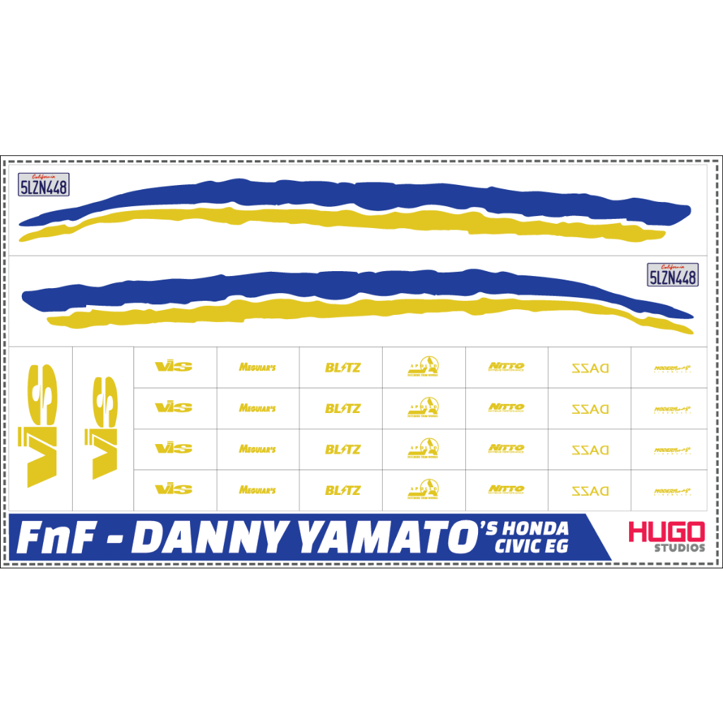 Hugo Studios Decal trượt nước Fast And Furious Honda Civic Danny Yamato ...
