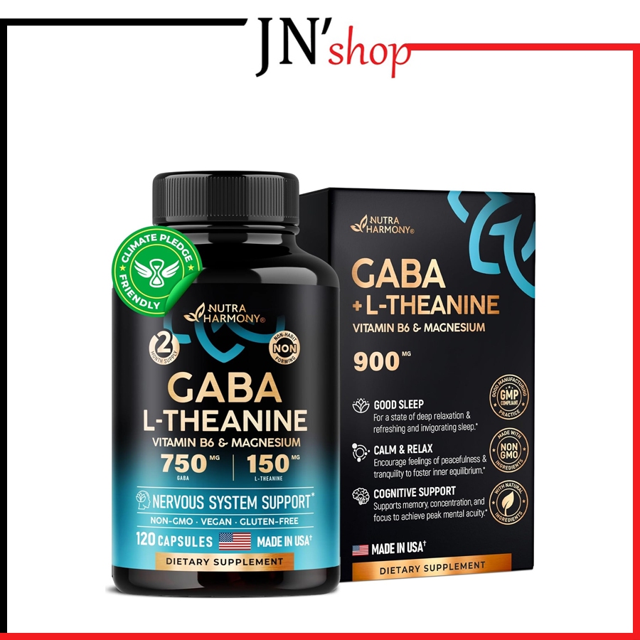 GABA + L-Theanine 900mg kết hợp Magnesium, Vitamin B6 - Viên uống giảm ...