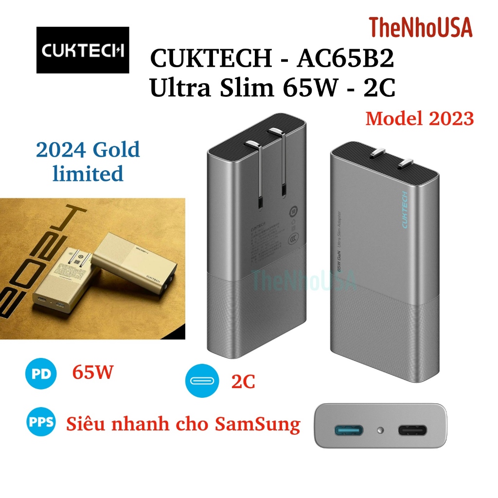 Củ sạc nhanh Cuktech Ultra Slim 65W 2 cổng type C AC65B2 PD PPS QC4+ | Shopee Việt Nam