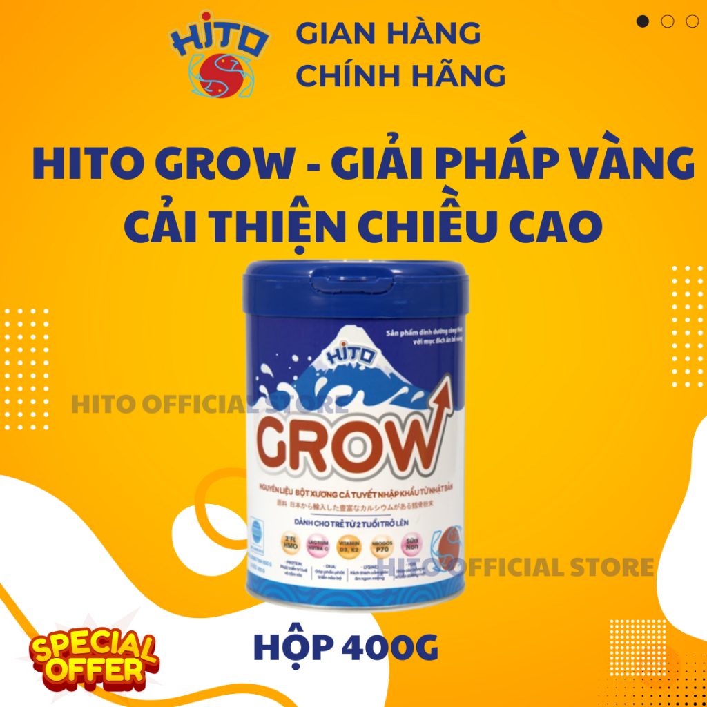 Sữa bột Hito Grow tăng chiều cao cho trẻ 2-18 tuổi - Hộp 400g | Shopee ...