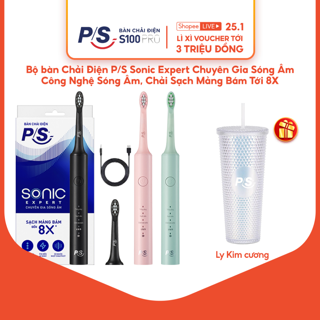 [Duy nhất 25.1 - Giá chỉ còn 335300Đ] Bộ bàn Chải Điện P/S Sonic Expert ...