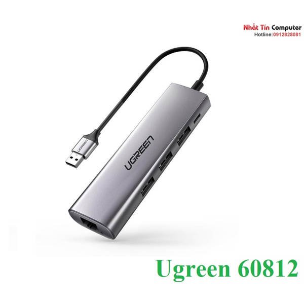 Bộ chia USB 3.0 ra 3 cổng USB 3.0 + Lan Gigabit 1000Mbps Ugreen 60812 ...