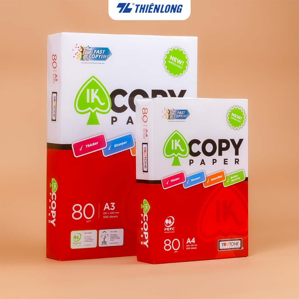 Giấy in, giấy photo IK Copy A3, A4 80 gsm đều màu không gợn sóng, độ ...