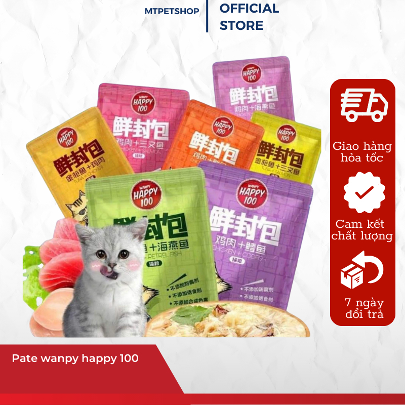 Pate wanpy happy 100 thức ăn ướt gói 70g cho mèo | Shopee Việt Nam