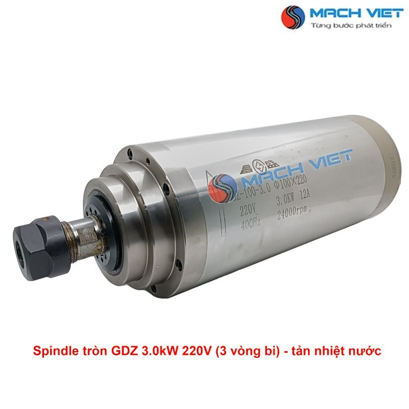 Động cơ phay Spindle tròn GDZ 3.0kW ER20 220V (3 vòng bi) - tản nhiệt ...