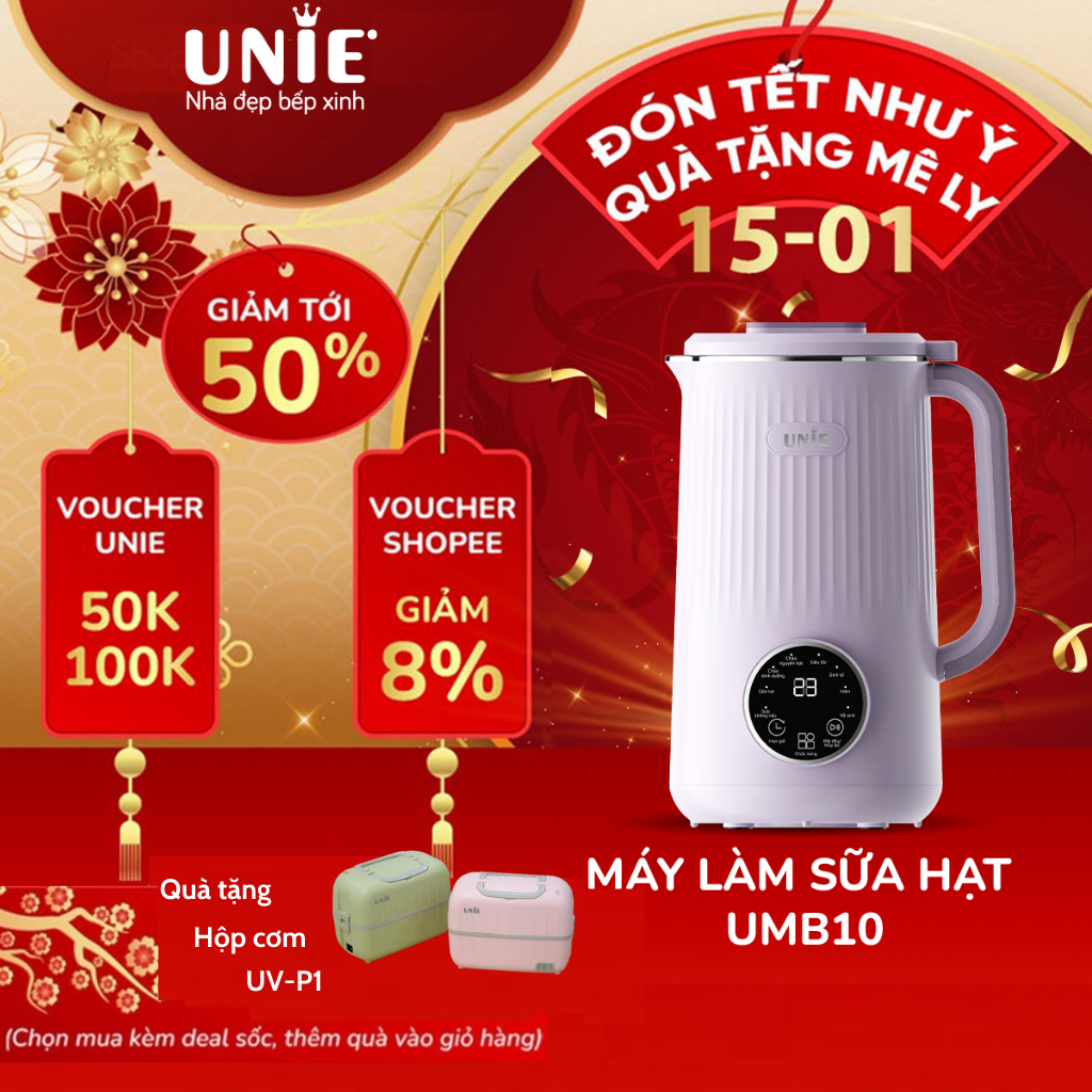 Máy Làm Sữa Hạt Unie UMB10, Nắp Inox, Chống Trào Tuyệt Đối, Có Chế Độ Tạm Dừng | Shopee Việt Nam