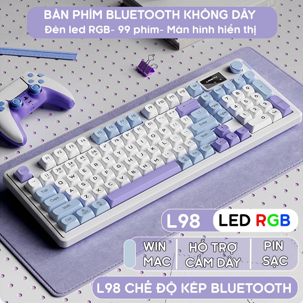 LangTu L98 Bàn Phím Giả Cơ Không Dây Bluetooth, 3 Chế Độ Kết Nối , Pin ...