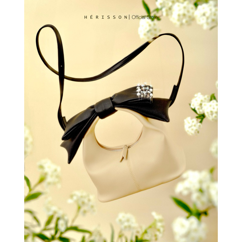 Túi nữ Chow bag Hérisson màu kem + nơ + quai dài | Shopee Việt Nam