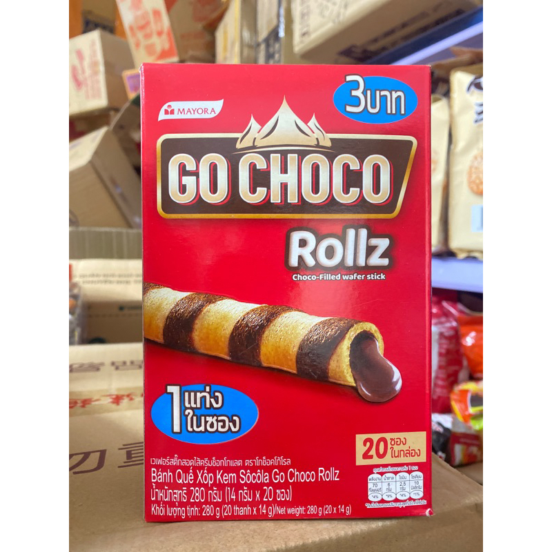 Bánh Quế Xốp Kem socola Go Choco Rollz 280g (20 thanh x14g) | Shopee Việt Nam