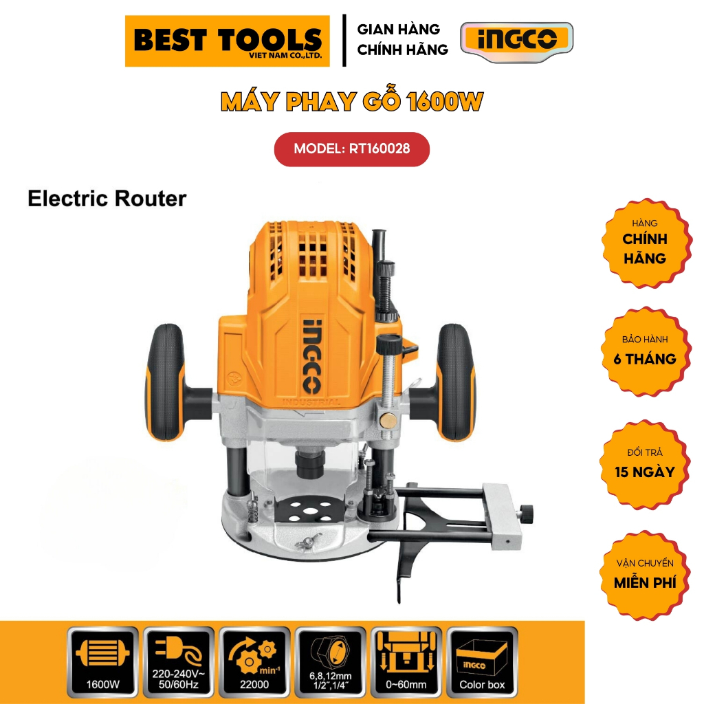 Máy phay gỗ công suất 1600W INGCO RT160028 | Shopee Việt Nam