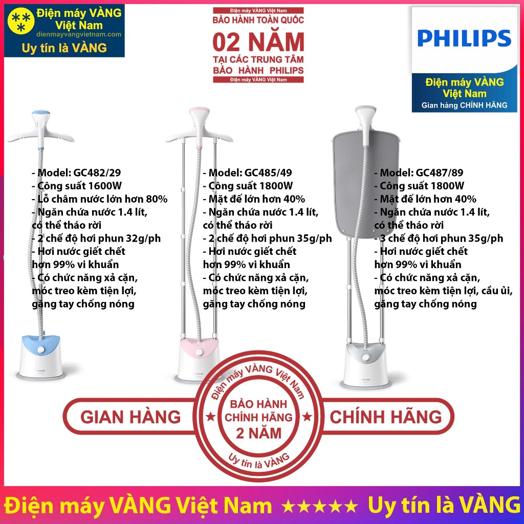 Bàn ủi hơi nước đứng Philips GC482 GC518 GC485 GC487 - Hàng chính hãng ...