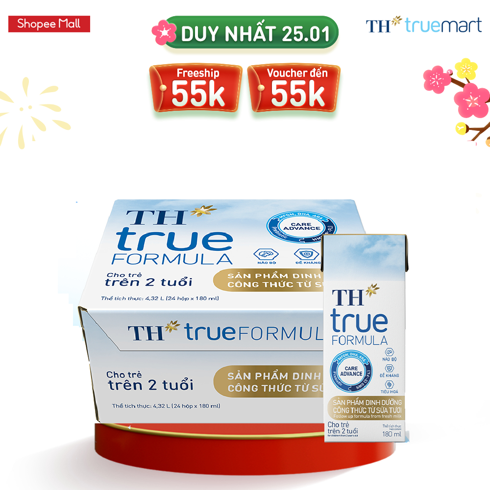 Thùng 24 hộp sản phẩm dinh dưỡng công thức sữa tươi TH True Formula ...
