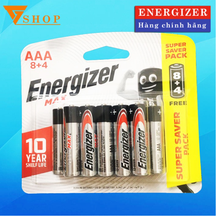 ( VỈ 12 VIÊN ) Pin AAA, AA Energizer Alkaline Max BP8+4 Pin Tiểu LR03 / LR06 | Shopee Việt Nam
