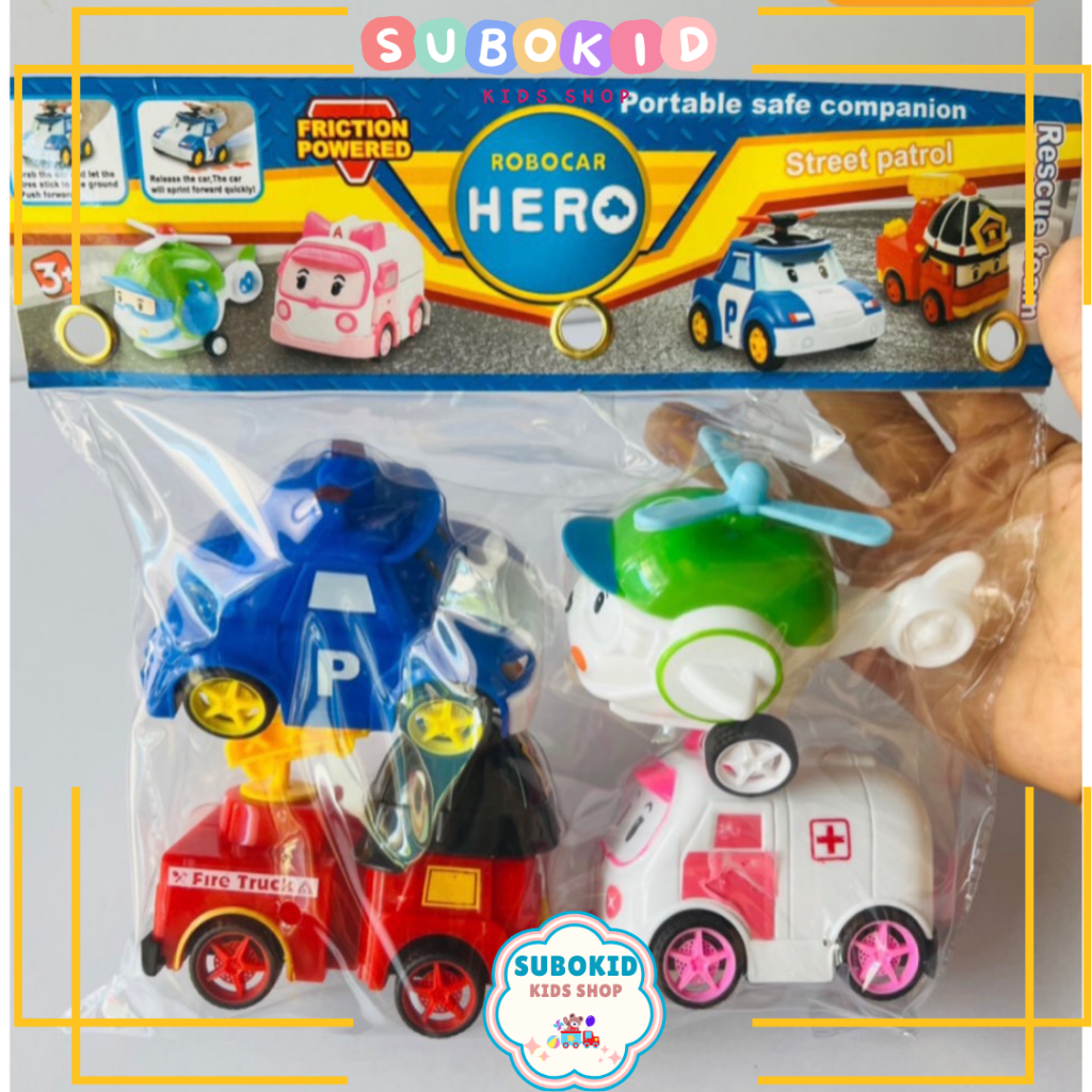 Túi 4 xe đồ chơi đội bay siêu đẳng Robocar Poli Subokid | Shopee Việt Nam