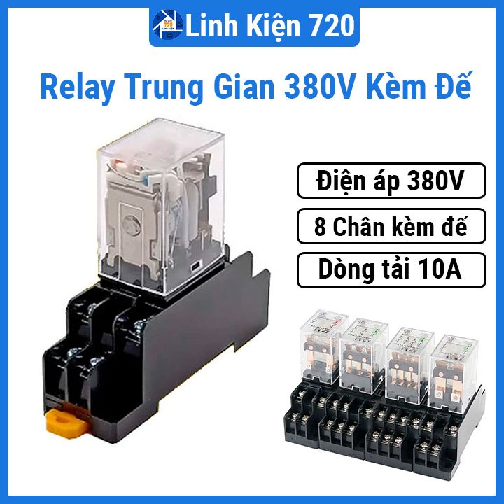 Relay trung gian 380V kèm đế 8 chân dòng 10A | Shopee Việt Nam