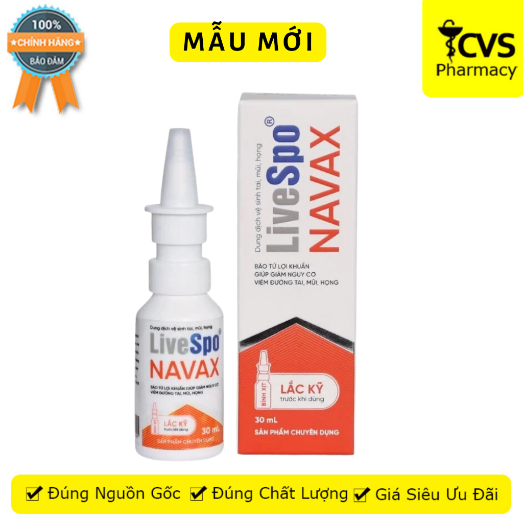 LiveSpo Navax - Xịt vệ sinh tai mũi họng, bảo vệ niêm mạc mũi (Chai 30 ...