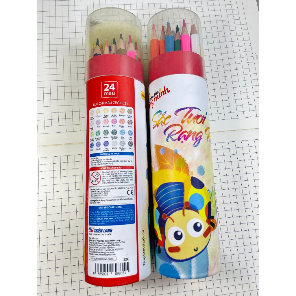 Bút Chì Màu Thiên Long Hộp 24 Màu Kèm Đồ Chuốt CPC-C021 | Shopee Việt Nam