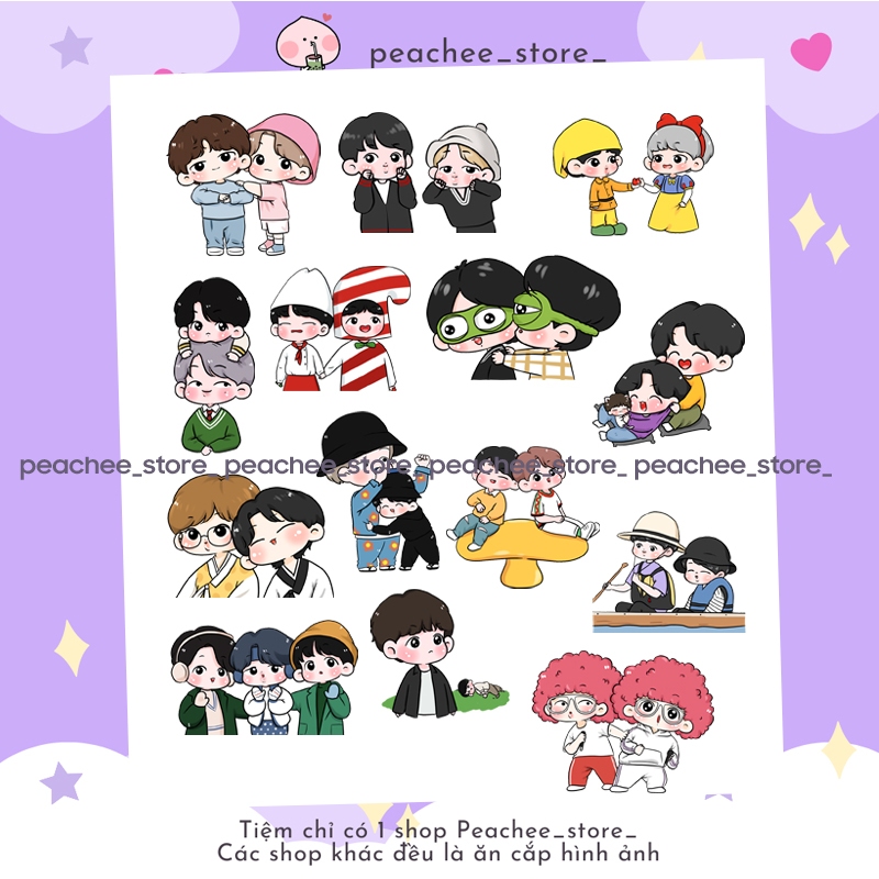 Sticker hình dán BTS OTP trộn Kookmin Taekook Vmin Yoonmin Nammin ...