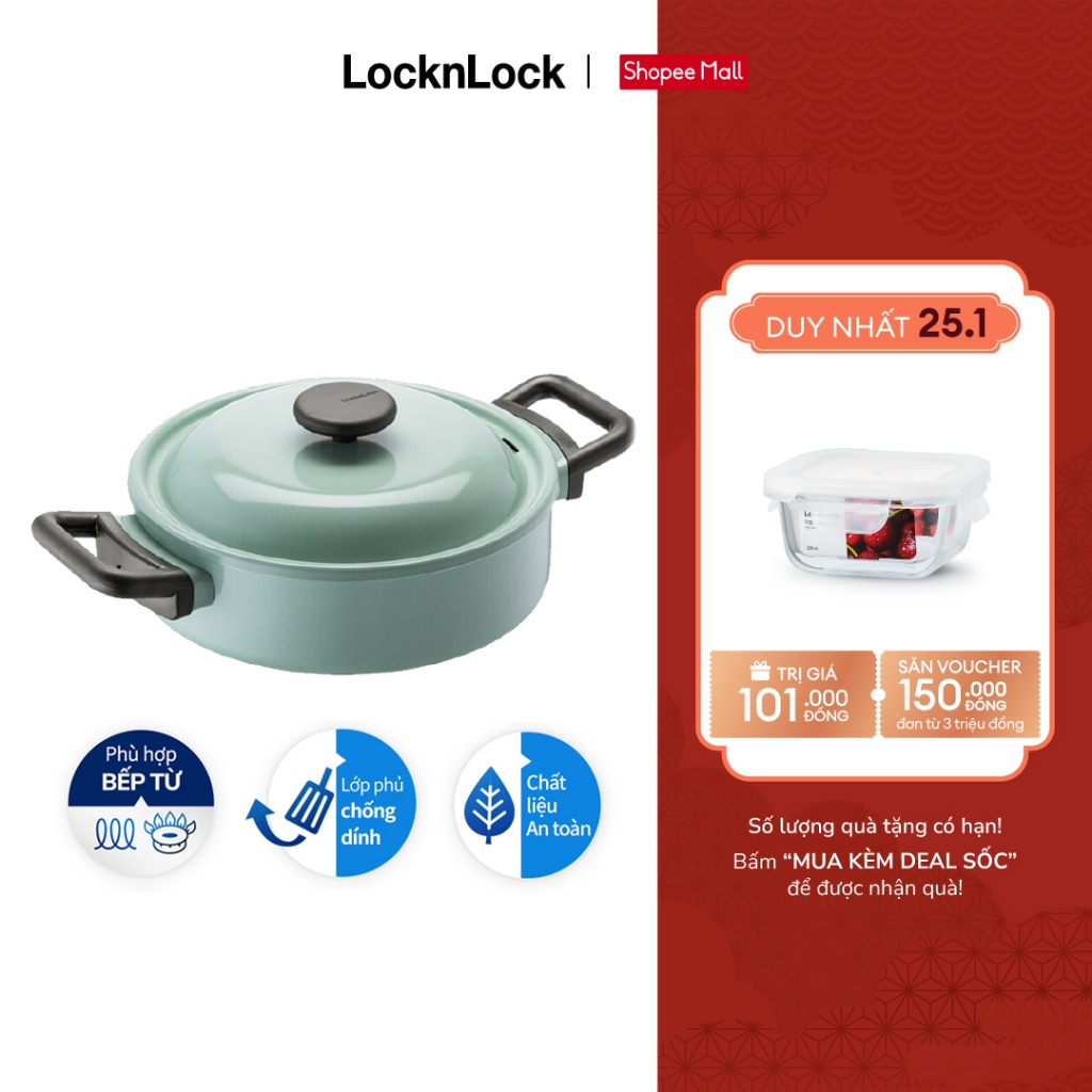 Nồi Decore Lock&Lock, 24CM, hai tay cầm - Màu Mint - LDE1244IH | Shopee ...