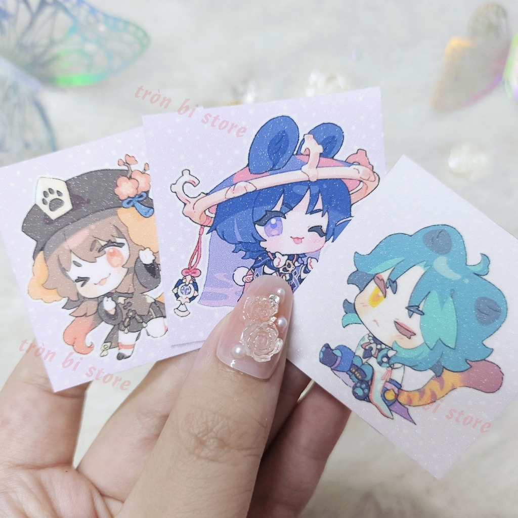 Sticker Genshin Impact chibi 4,8 cm Kim tuyến 48 cái nhiều nhân vật ...