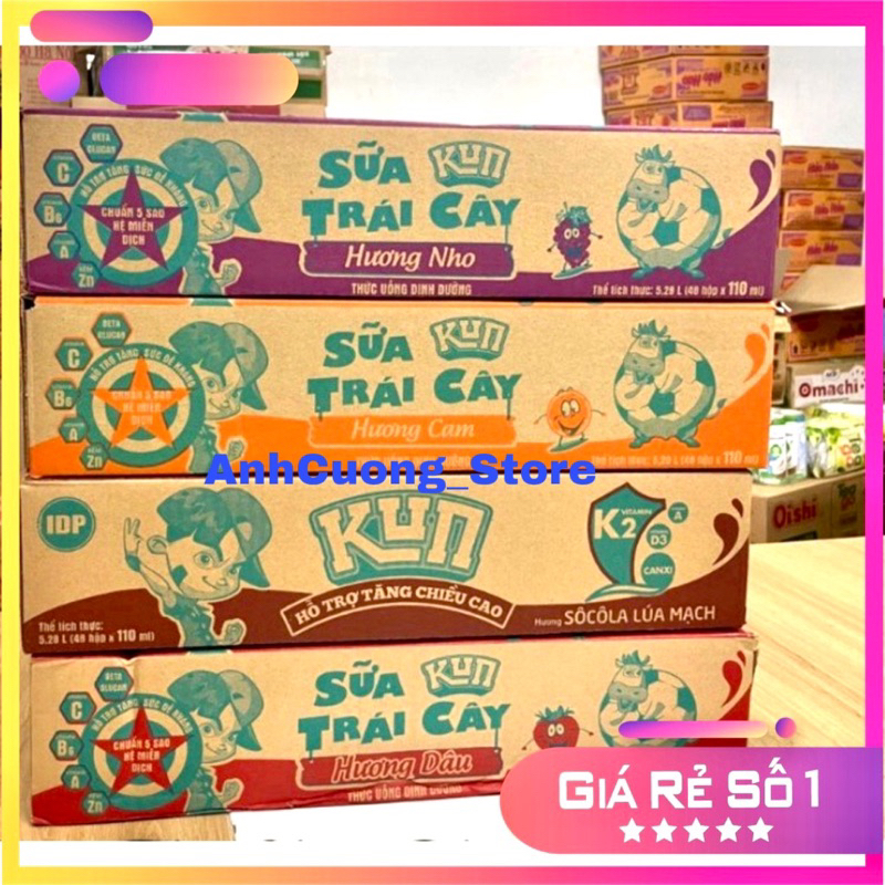 Thùng sữa trái cây lif Kun 48 hộp nhỏ x 110ml đủ vị | Shopee Việt Nam